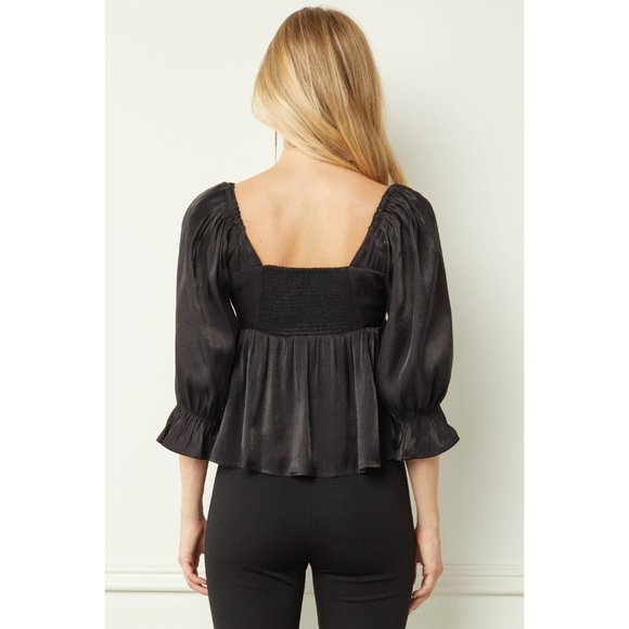 entro | Tops | Entro Iridescent Babydoll Top Black | Poshmark